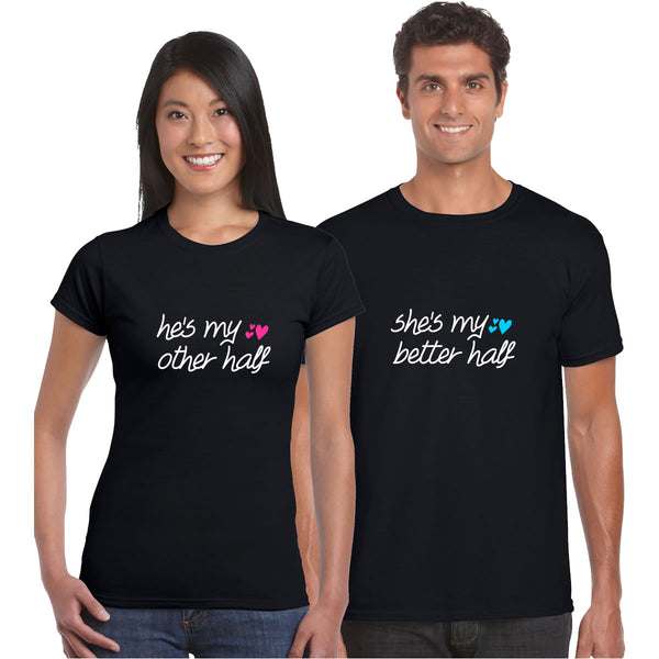 She's My Better Half He's My Other Half Couples T-Shirts For Valentines Day